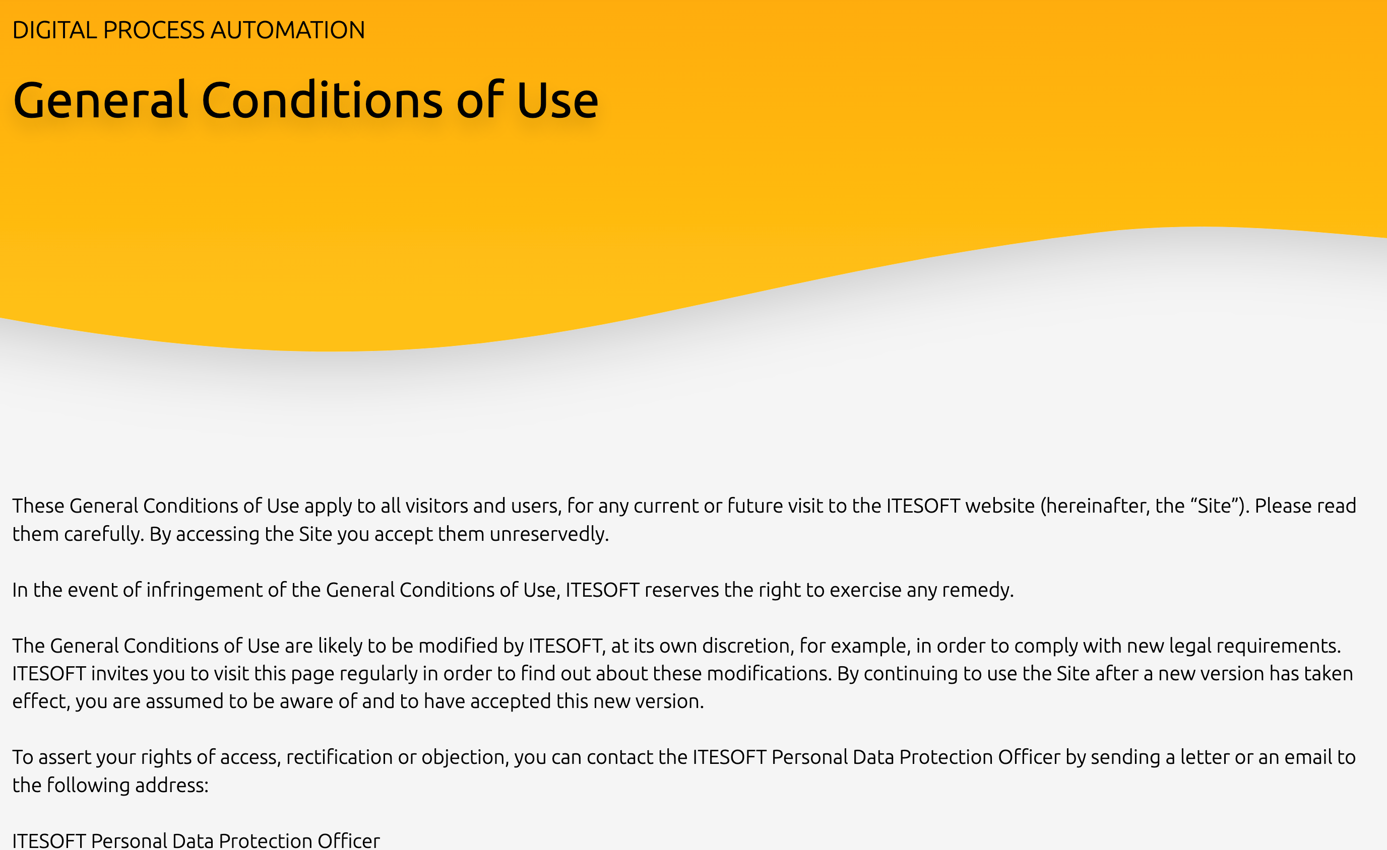 General Conditions of Use - ITESOFT