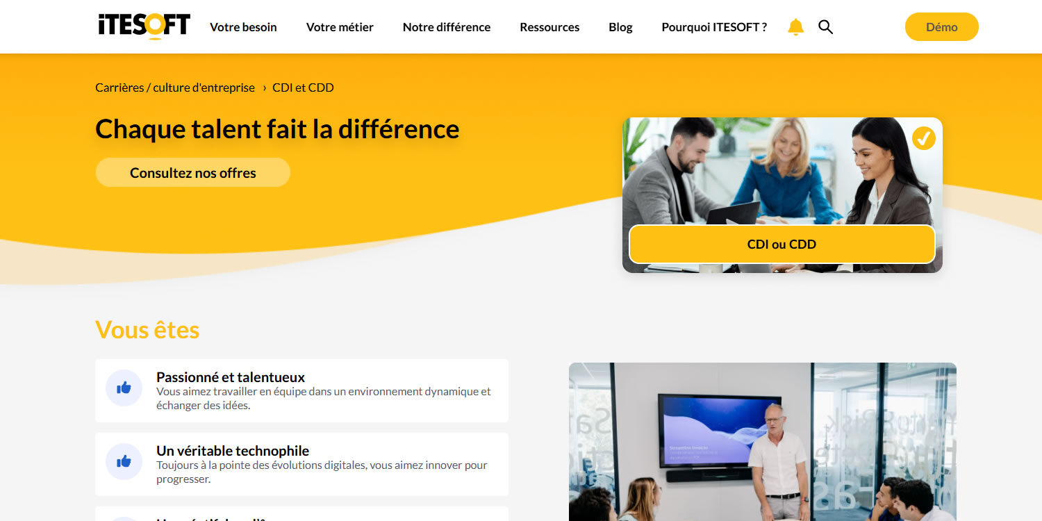 Carrière ITESOFT : Explorez nos offres d'emploi
